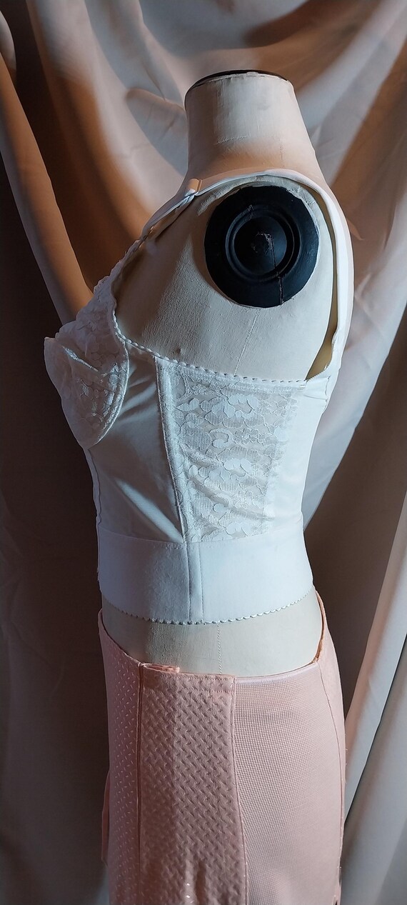 1950s Vintage white lace cone bustier Corset Bra, Lon… - Gem