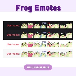 Cute Pack of 8 Frog Emotes | Emotes for Twitch, Youtube, Discord, Etc ...