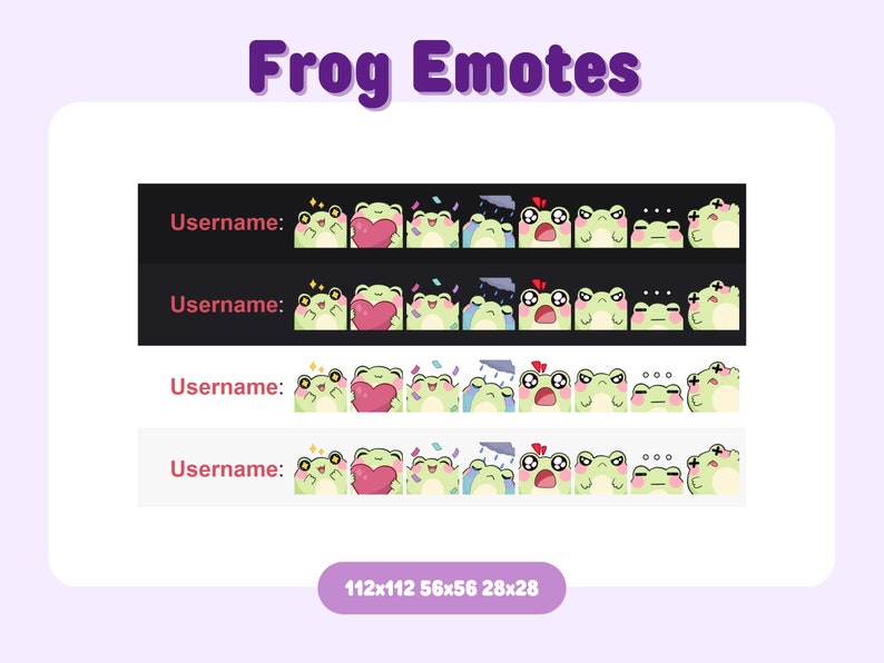 Cute Pack of 8 Frog Emotes | Emotes for Twitch, Youtube, Discord, Etc ...