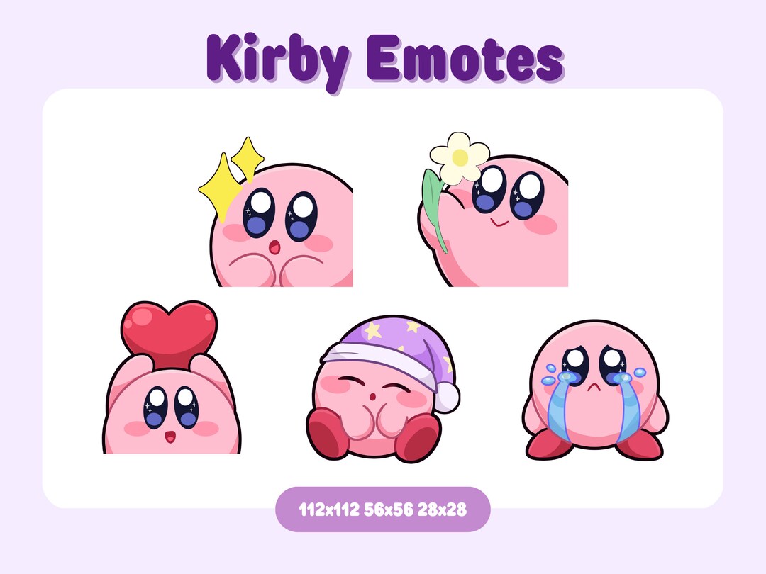 Cute Pack of 5 Kirby Emotes Emotes for Twitch, Youtube, Discord, Etc - Etsy
