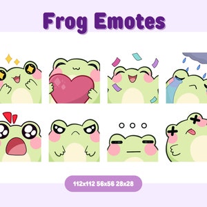 Cute Pack of 8 Frog Emotes | Emotes for Twitch, Youtube, Discord, Etc ...