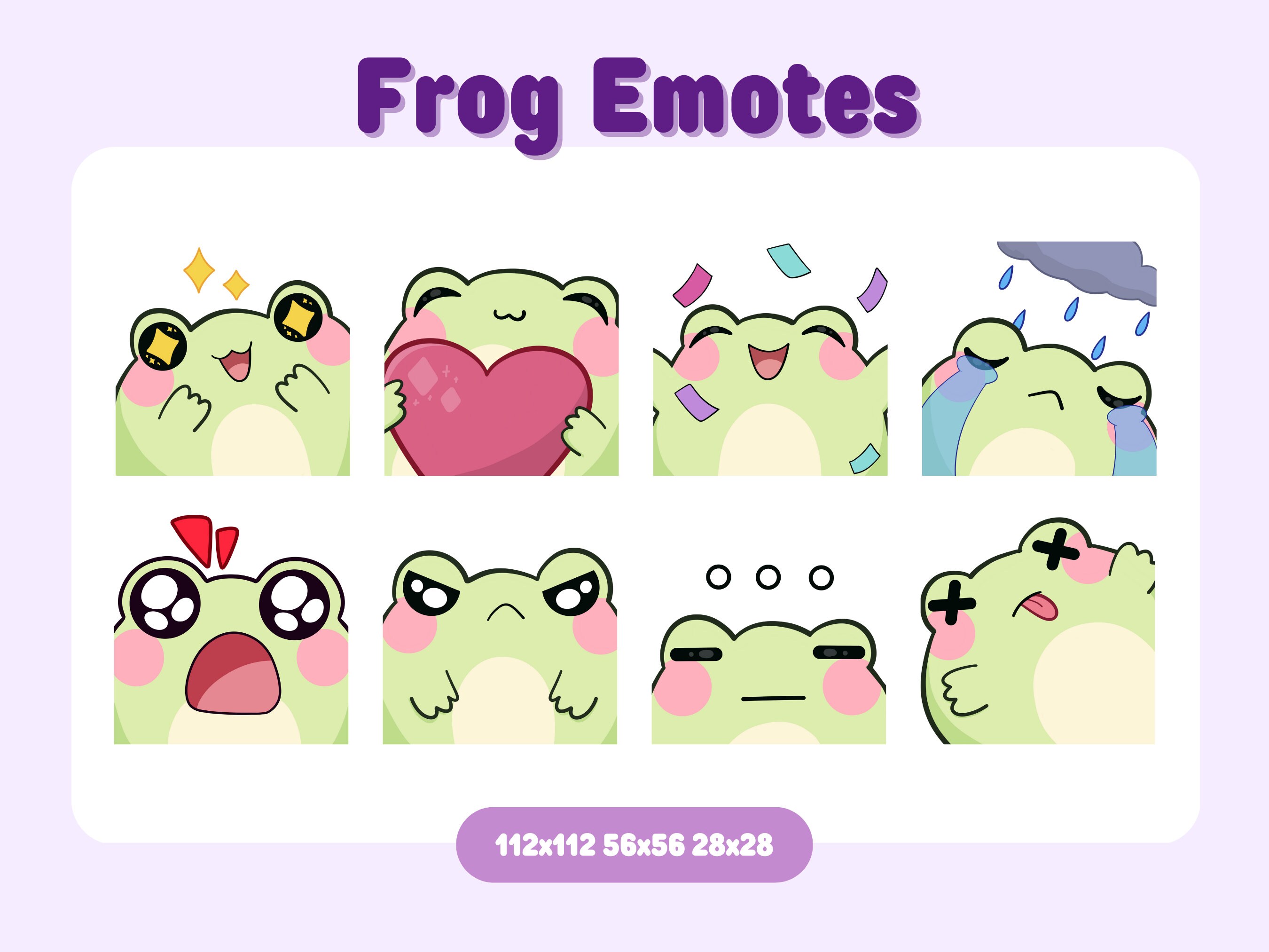 Cute Pack of 8 Frog Emotes | Emotes for Twitch, Youtube, Discord, Etc ...