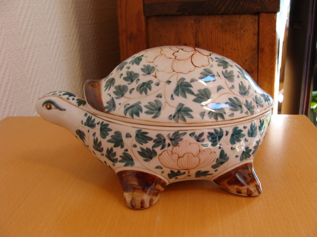 Vintage Ceramic Turtle Box - Etsy