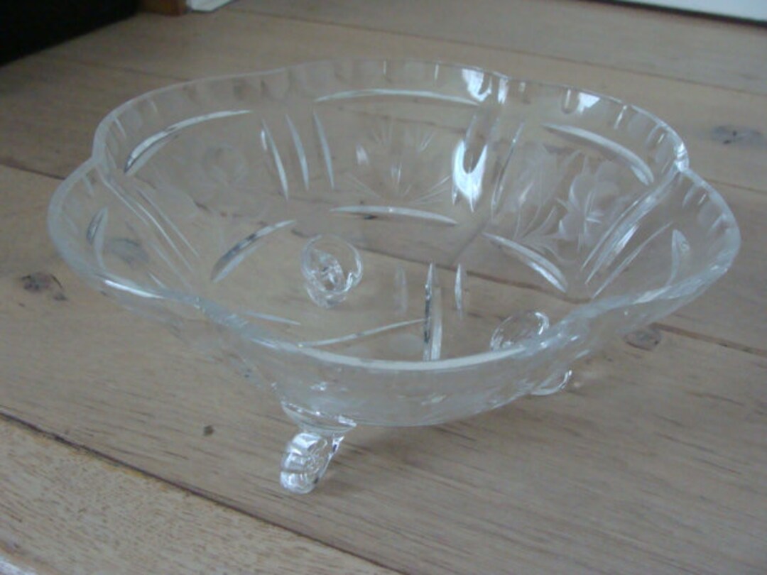 Art Deco Cut Crystal Tripod Cup - Etsy