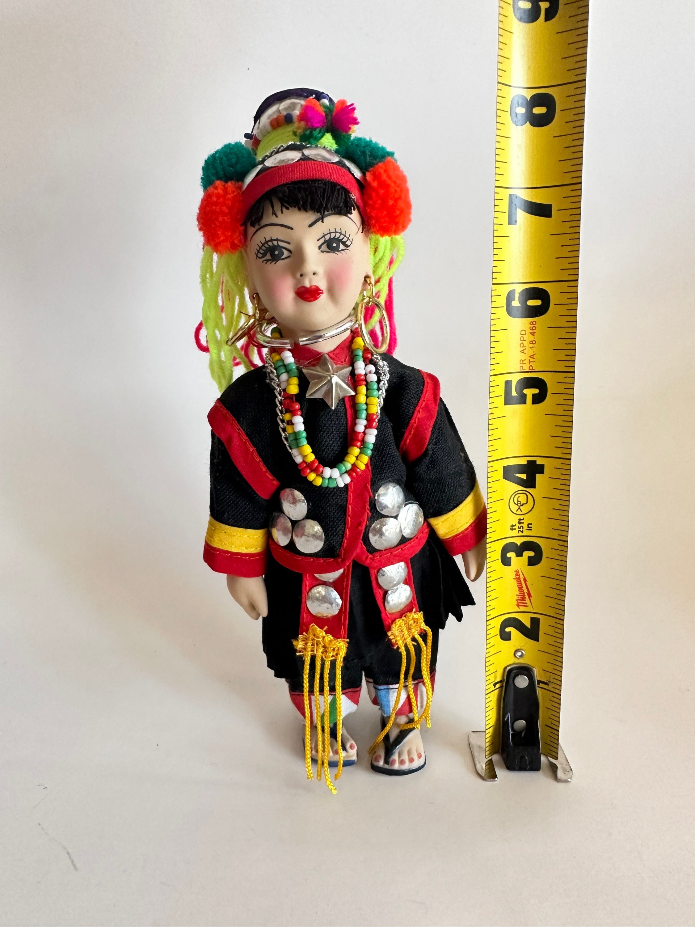 Ethnic Doll Collectible H-mong Porcelain & Textile Jeweled Costumed ...