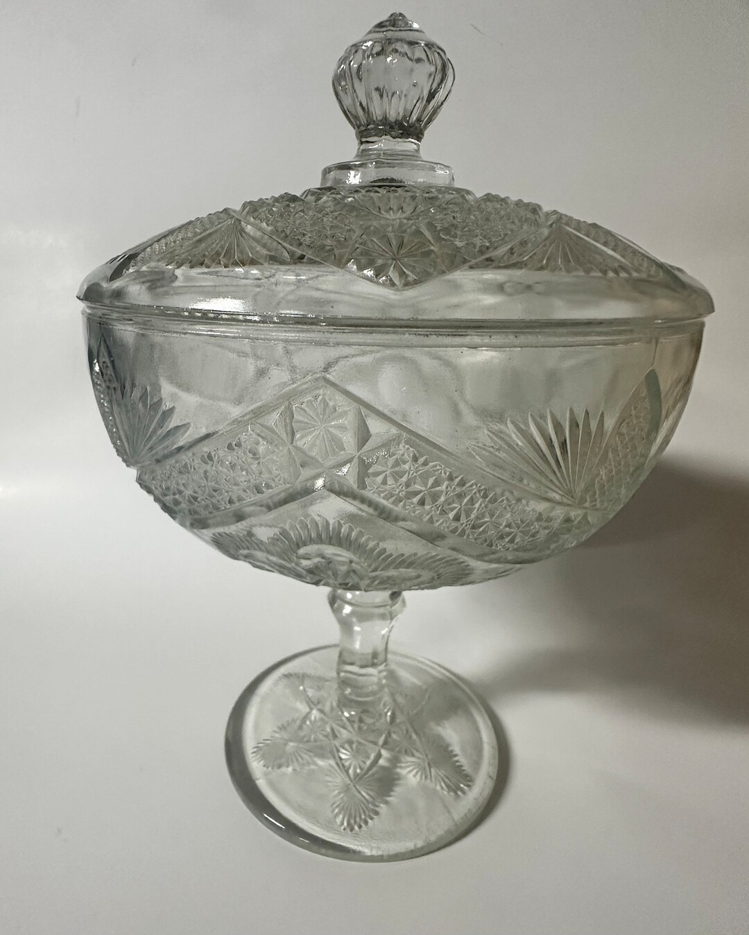 Antique Indiana Glass Rayed Flower Covered Compote Circa 1920 - Etsy