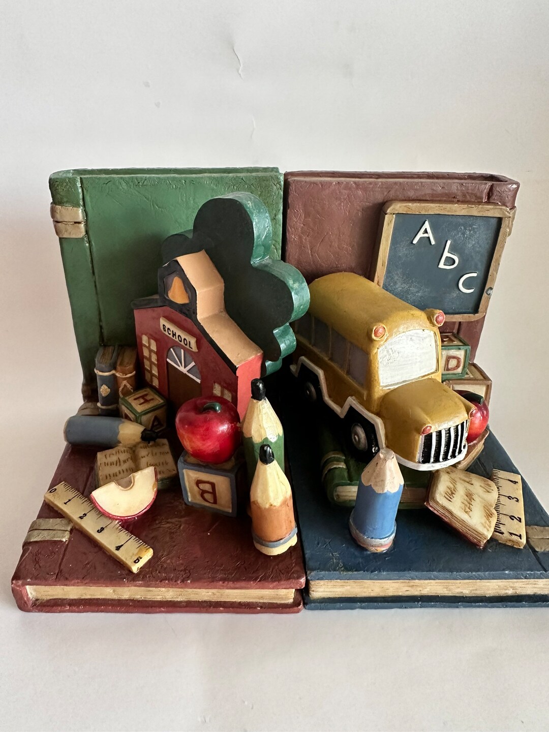 Vintage School Themed Bookends Set - Etsy