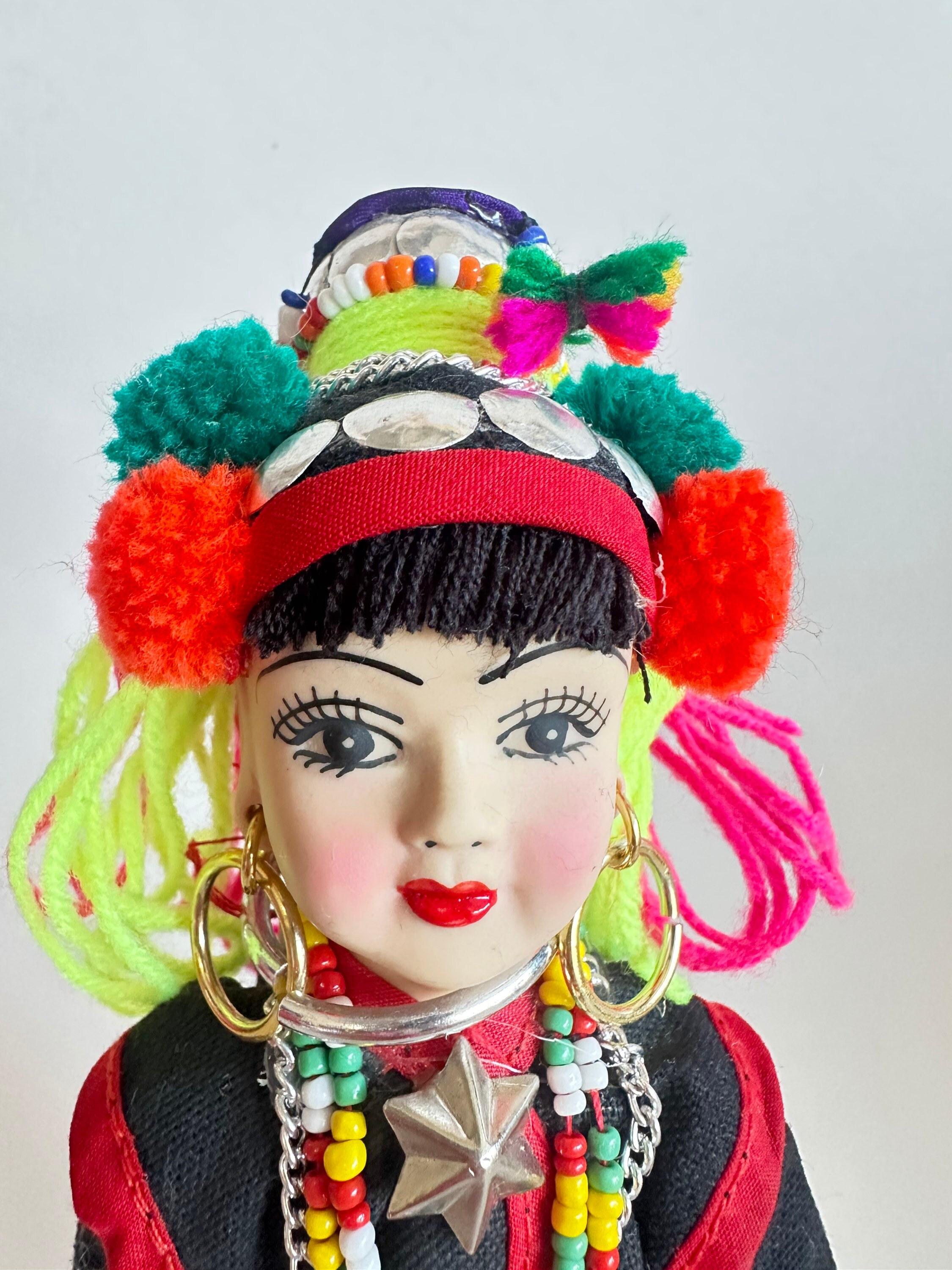 Ethnic Doll Collectible H-mong Porcelain & Textile Jeweled Costumed ...
