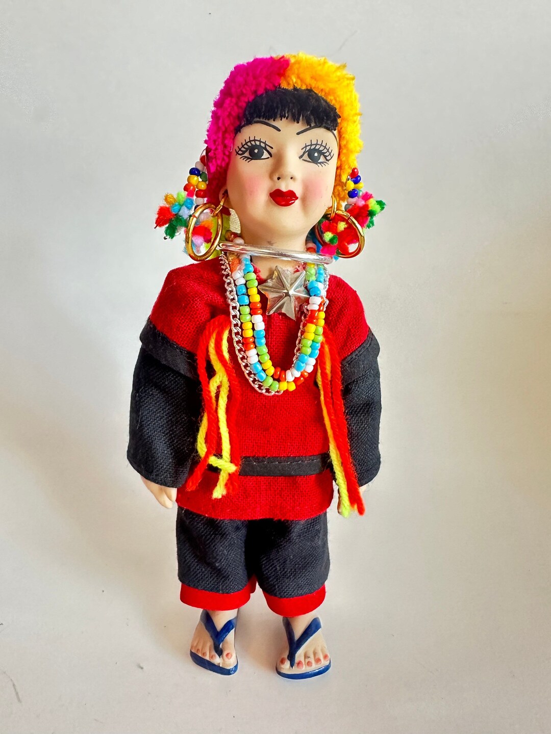 Ethnic Doll Collectible H-mong Porcelain & Textile Jeweled Costumed ...