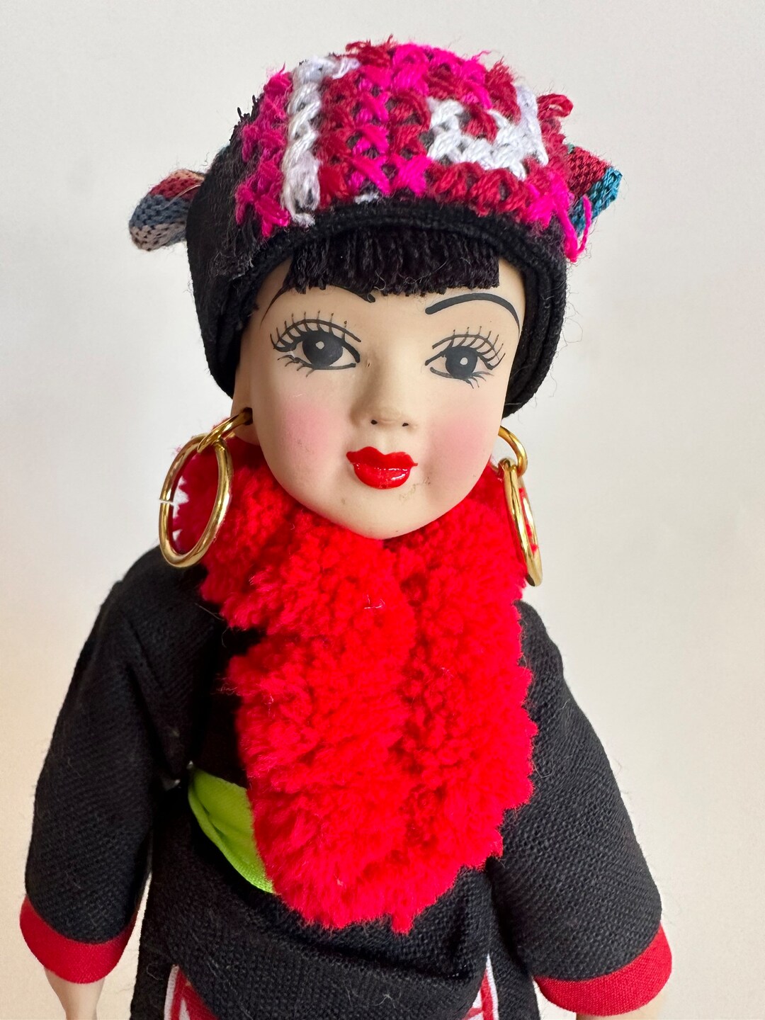 Ethnic Doll Collectible H-mong Porcelain & Textile Jeweled Costumed ...