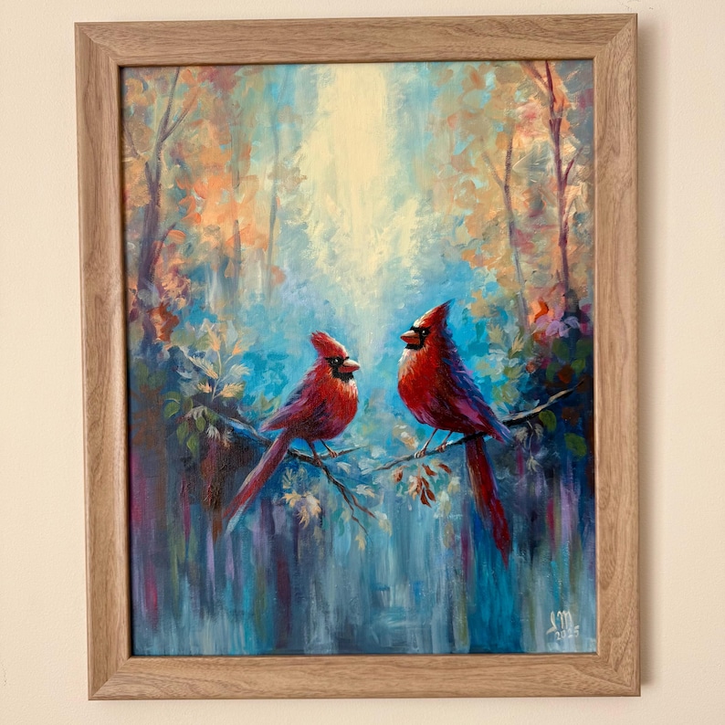 Original Cardinal Canvas Painting, Oil Hand Painted Ready to Hang ...