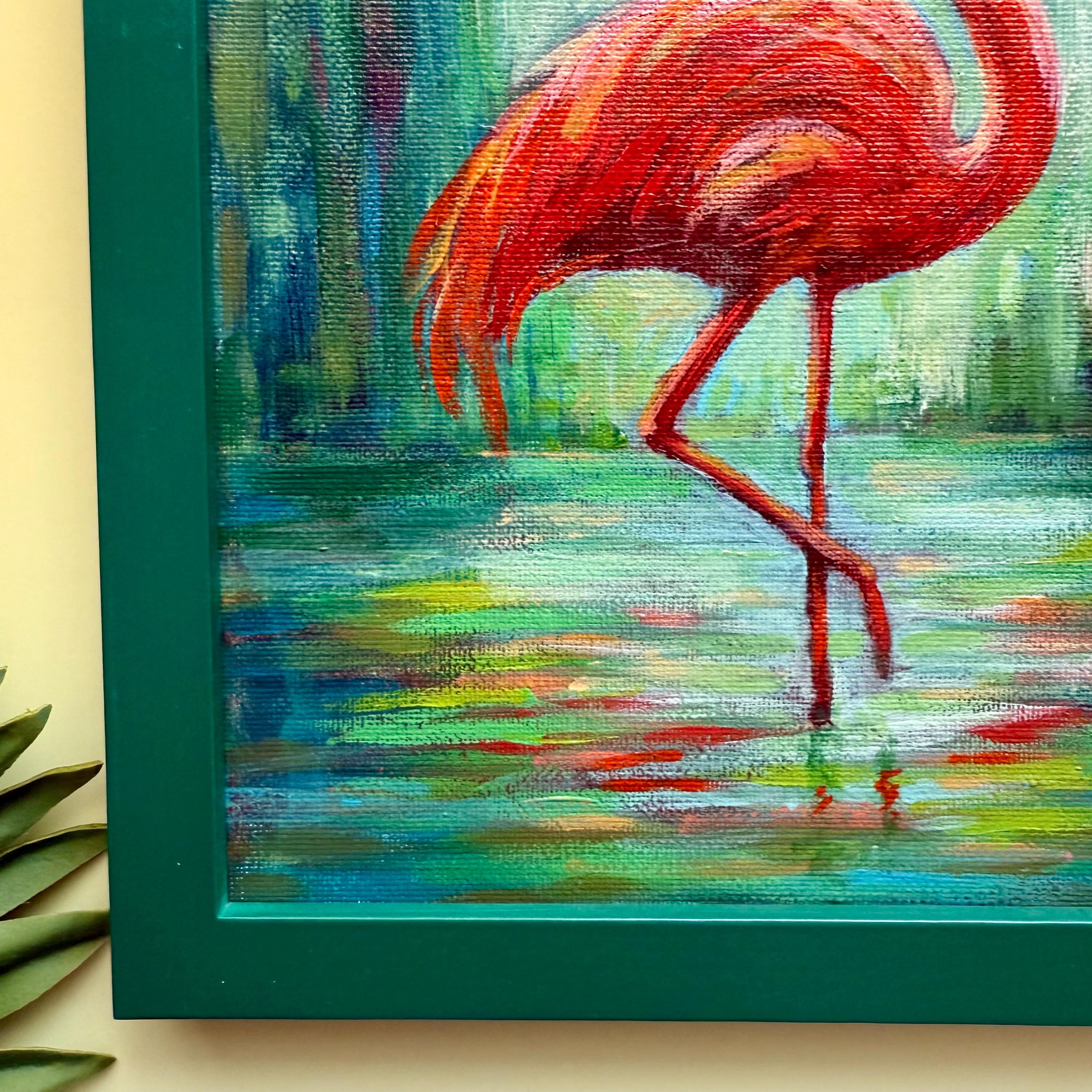 Original Flamingo Painting on Canvas, Acrylic Canvas Painting, Flamingo ...
