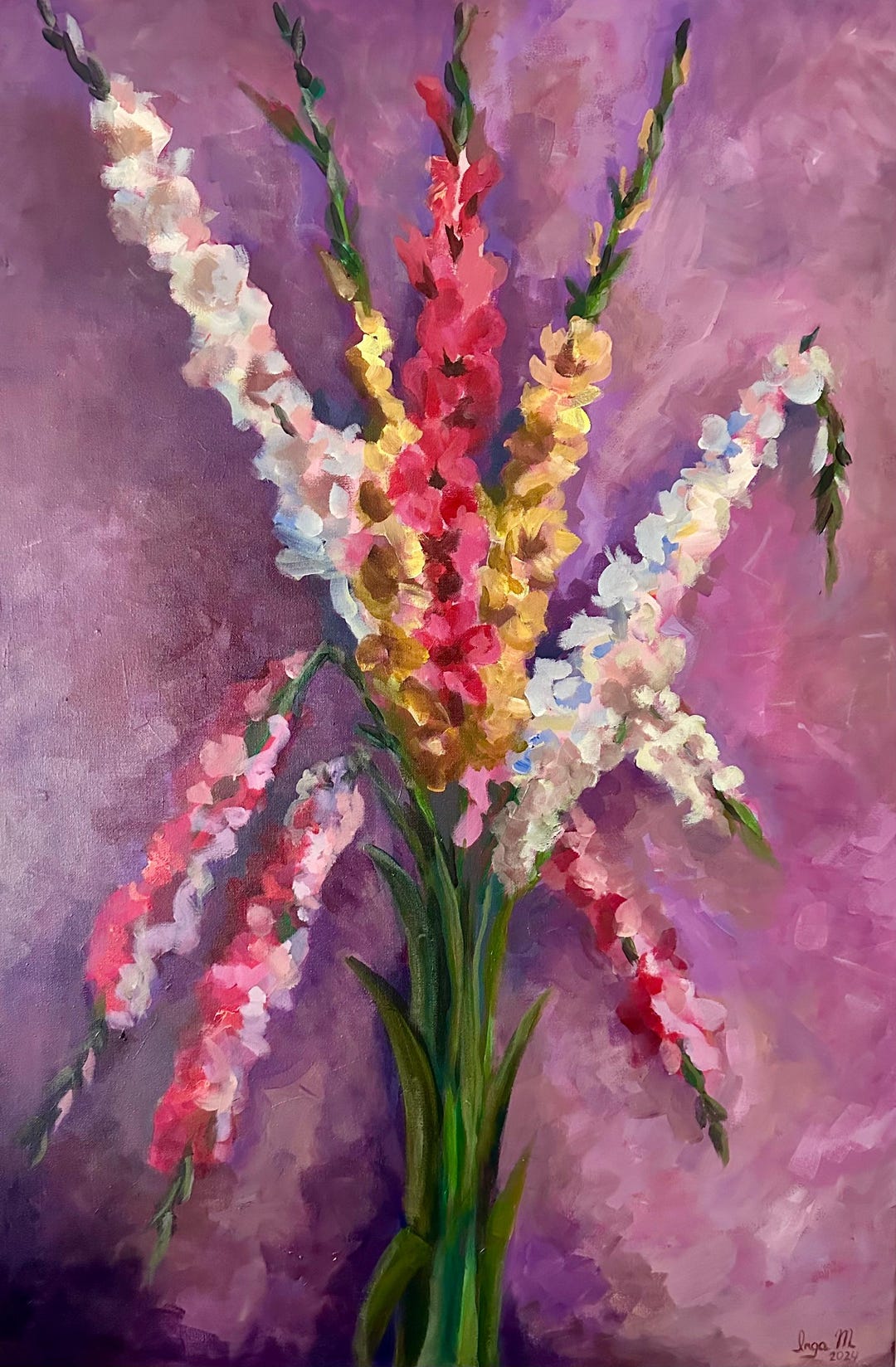 Original Gladiolus Canvas Painting • One of a Kind Painting • Gladiolus ...