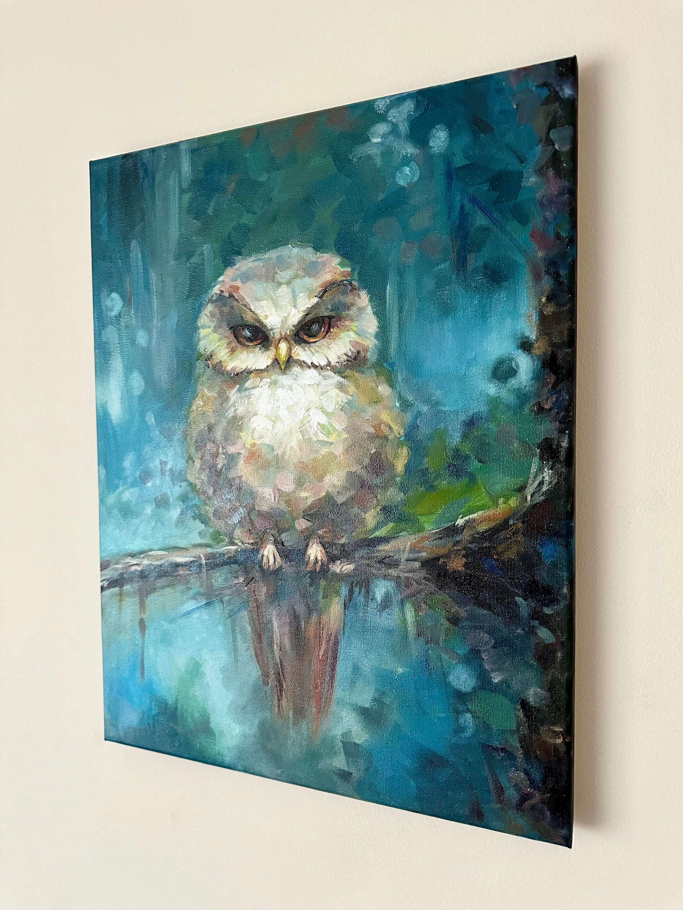 Original Owl Canvas Painting, Hand Painted Ready to Hang Artwork ...