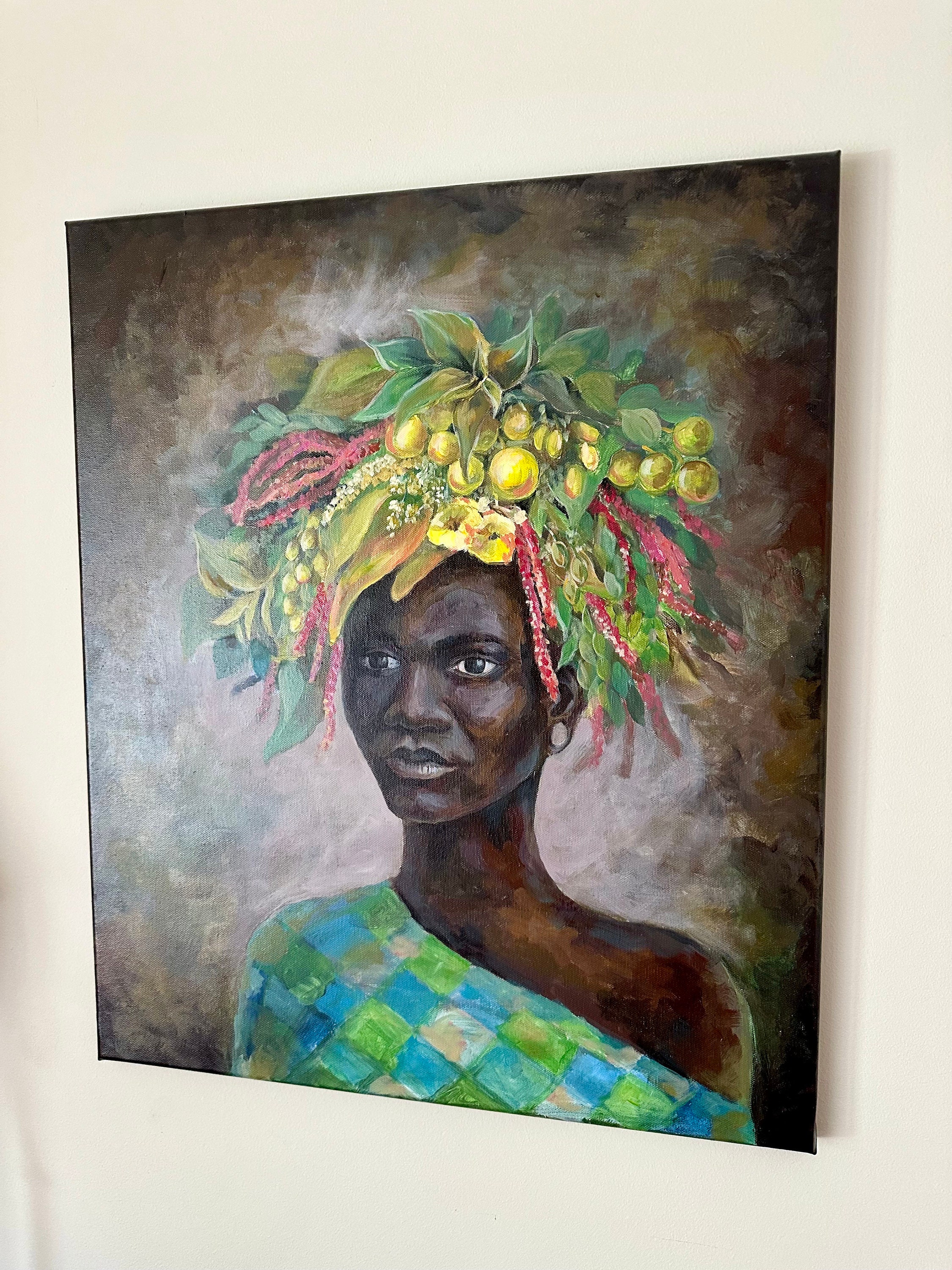 African Suri Tribe Portrait Stretched Canvas Painting, Suri Flowers ...