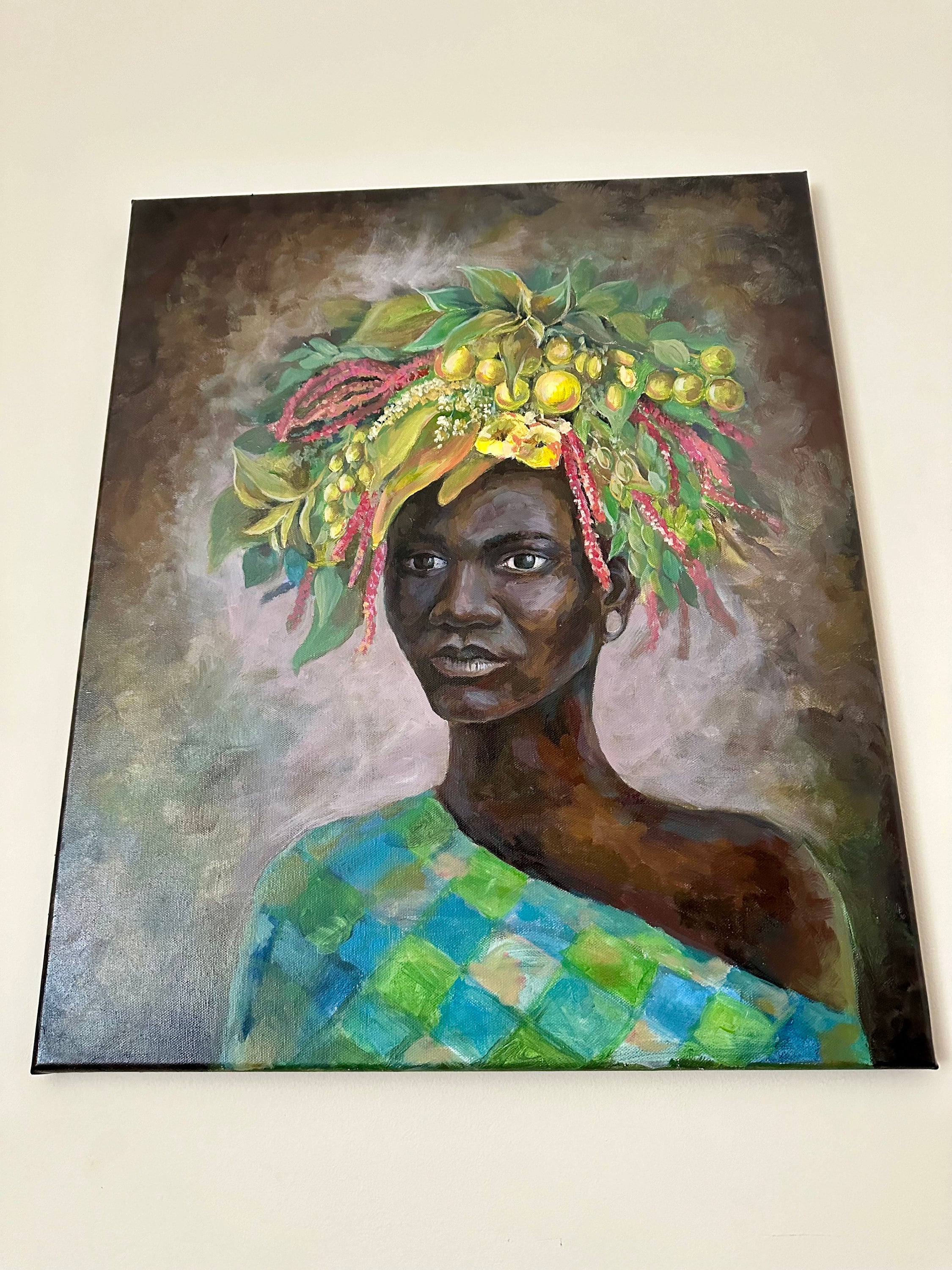 African Suri Tribe Portrait Stretched Canvas Painting, Suri Flowers ...