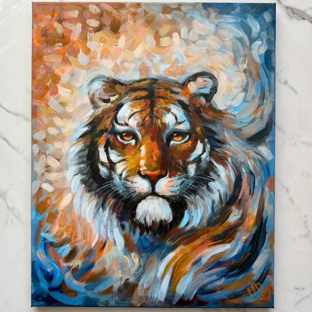 Tiger Painting on Canvas, Original Acrylic Canvas Painting, Tiger ...