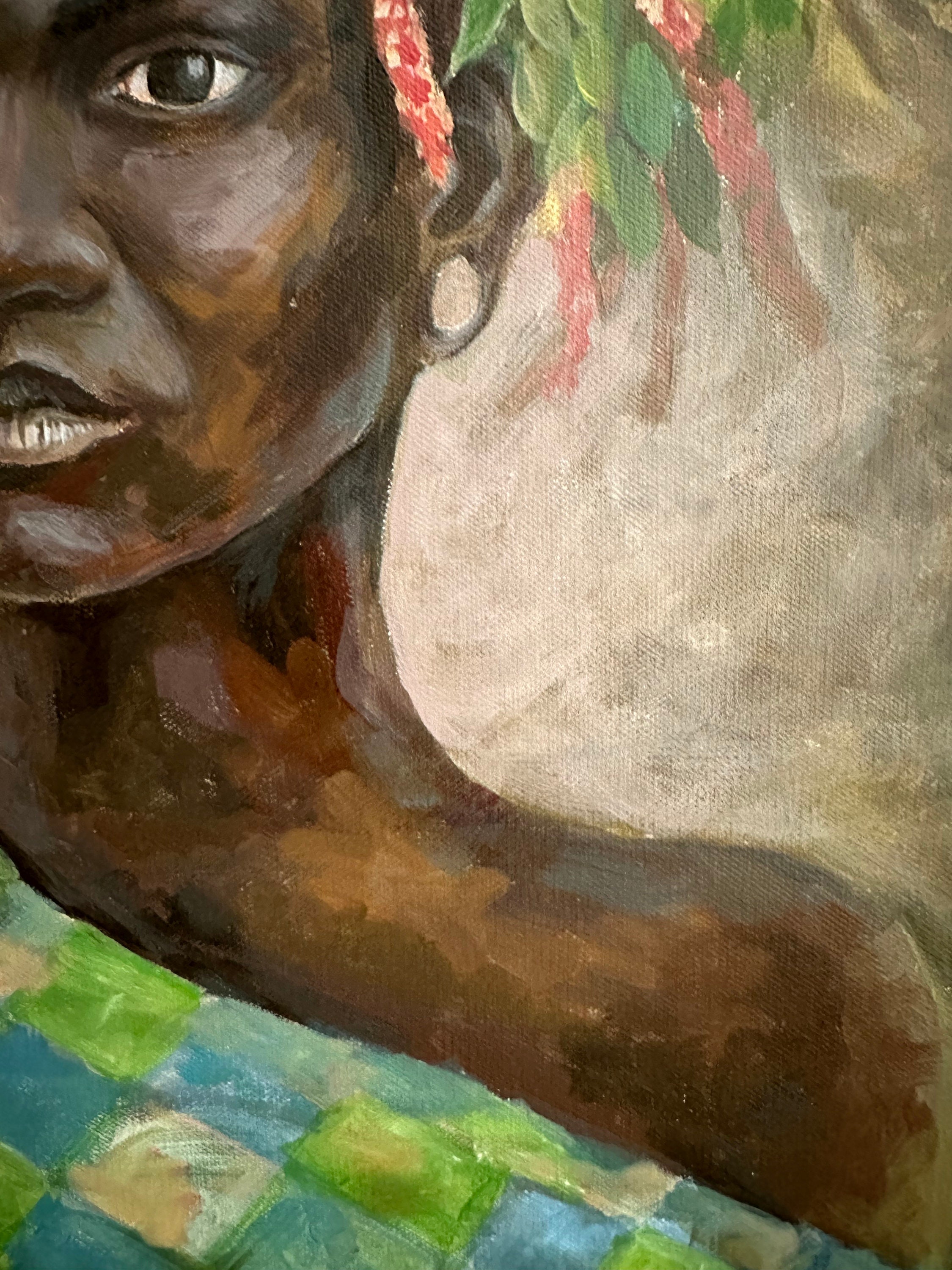 African Suri Tribe Portrait Stretched Canvas Painting, Suri Flowers ...