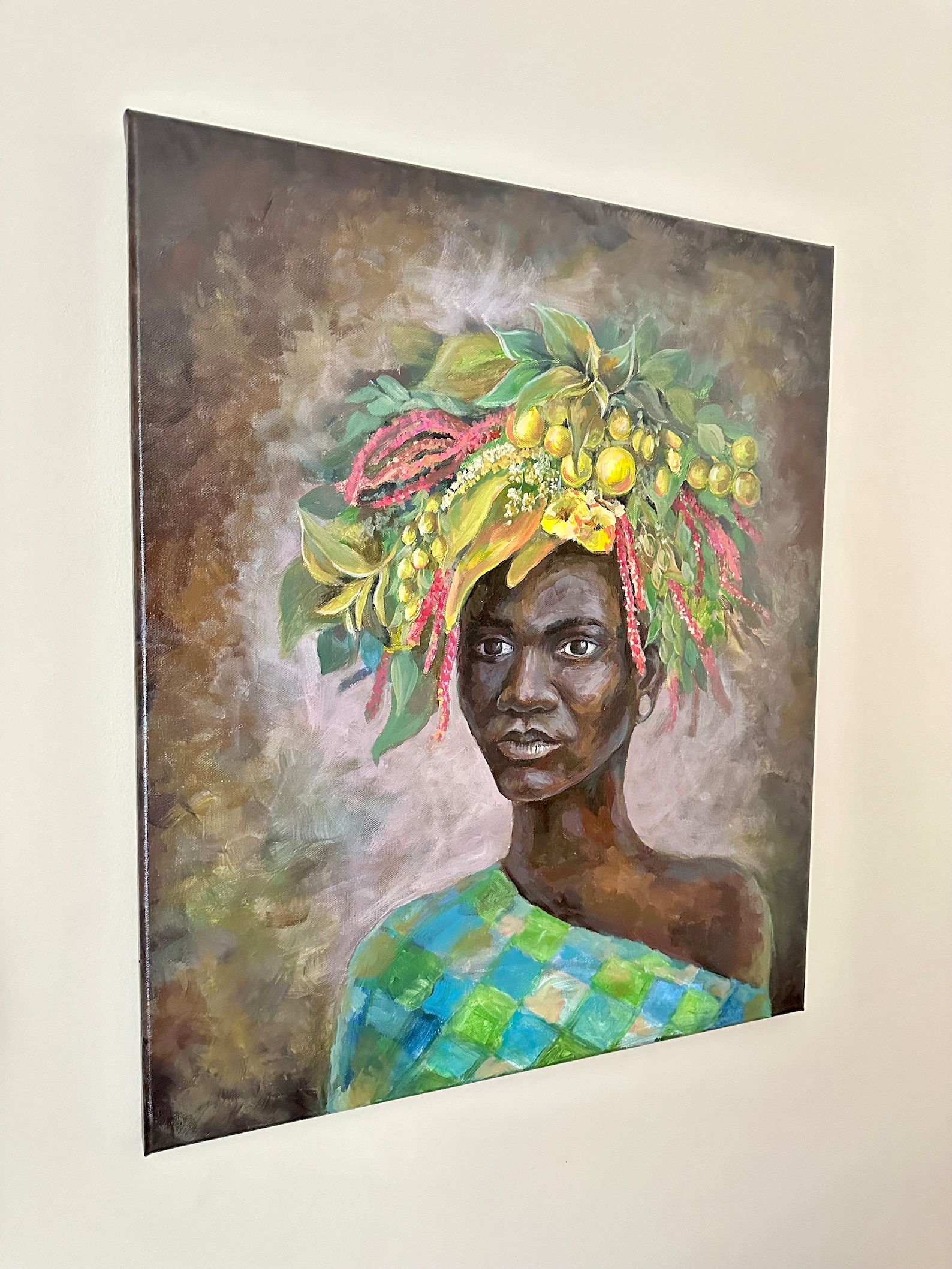 African Suri Tribe Portrait Stretched Canvas Painting, Suri Flowers ...