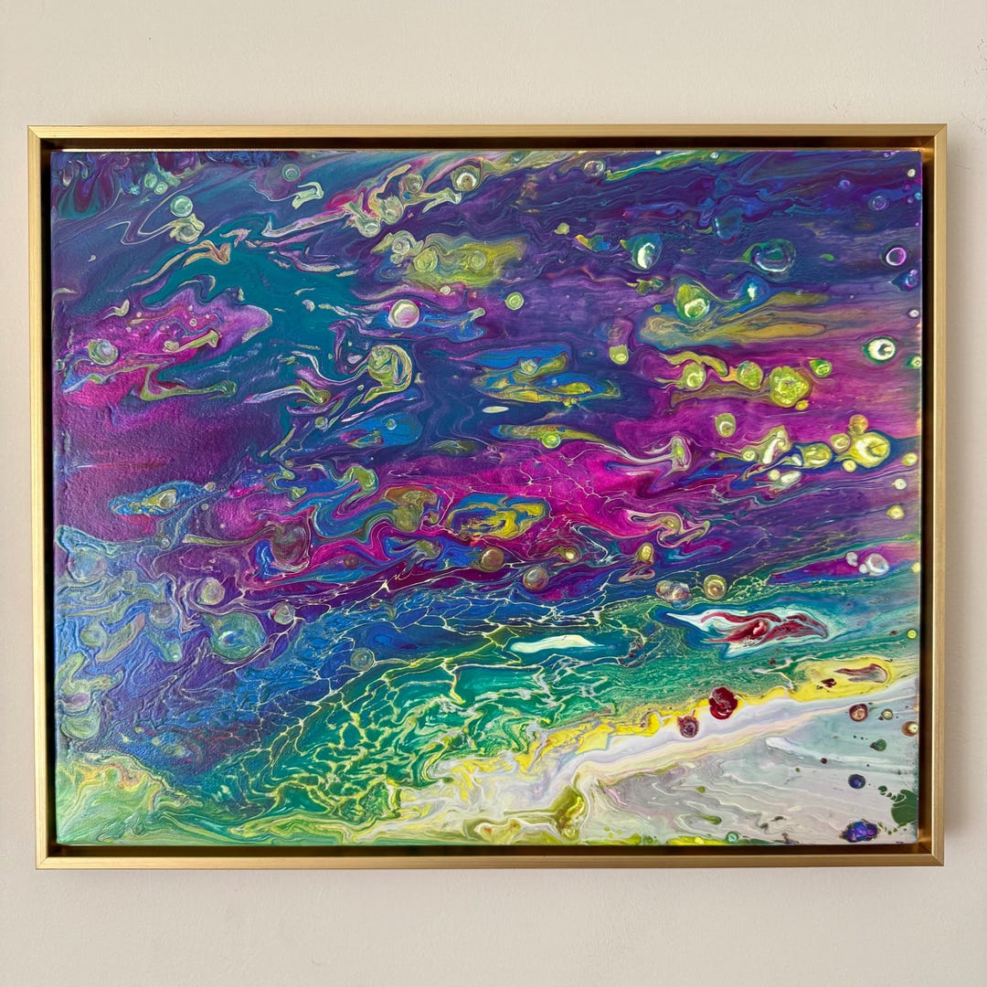 Purple Abstract Acrylic Painting, Original Canvas Pouring Painting ...