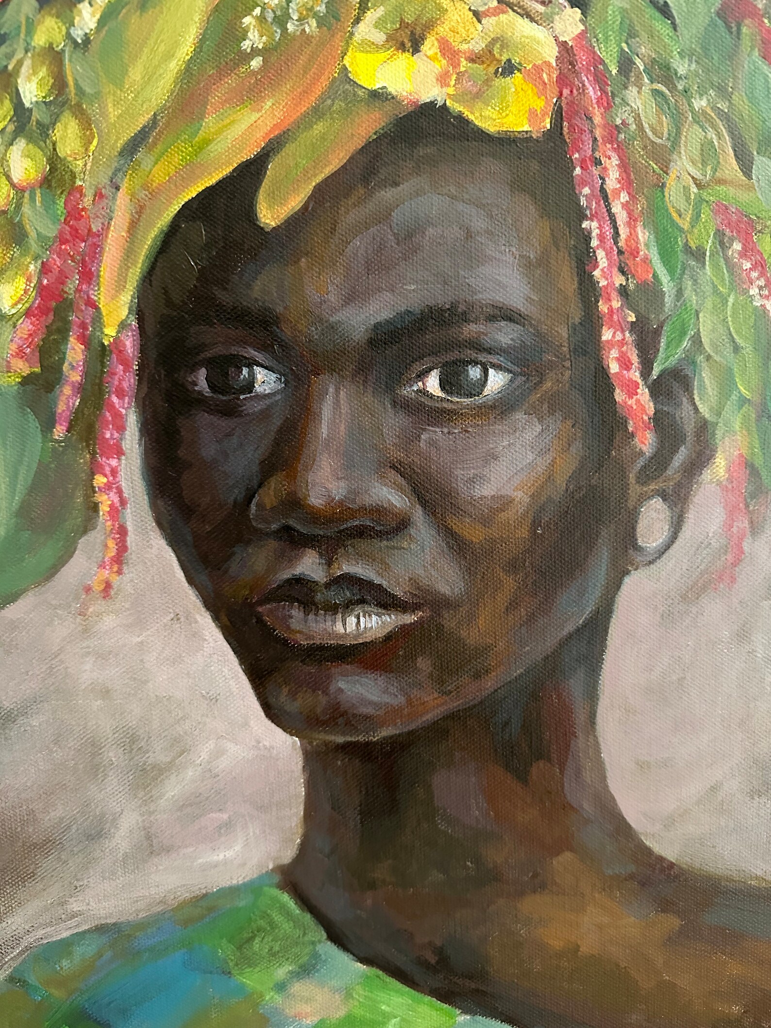 African Suri Tribe Portrait Stretched Canvas Painting, Suri Flowers ...