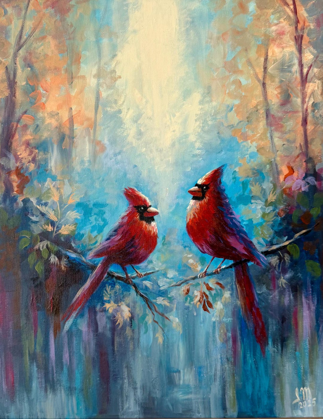 Original Cardinal Canvas Painting, Oil Hand Painted Ready to Hang ...