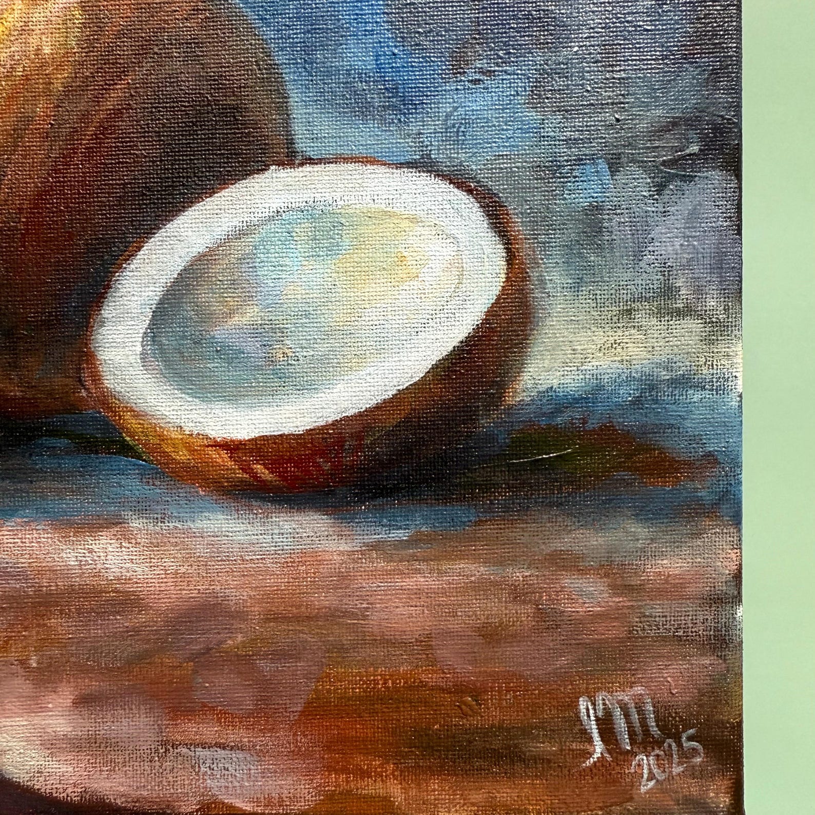 Coconut Oil Painting on Canvas, Hand Painted Wall Decor, Coconuts ...