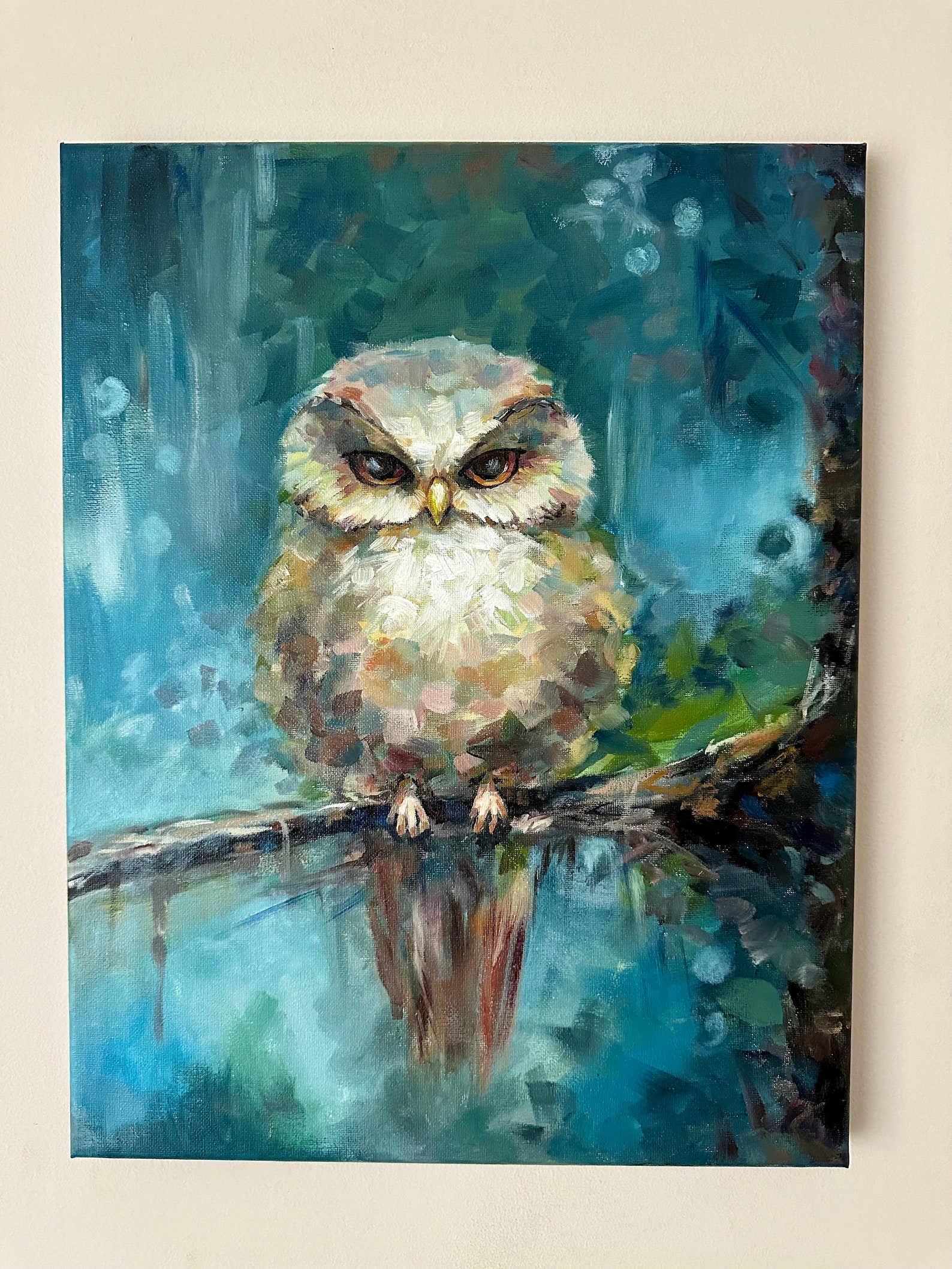 Original Owl Canvas Painting, Hand Painted Ready to Hang Artwork ...