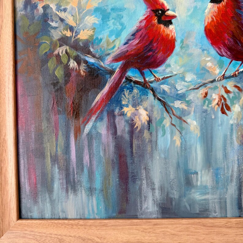 Original Cardinal Canvas Painting, Oil Hand Painted Ready to Hang ...