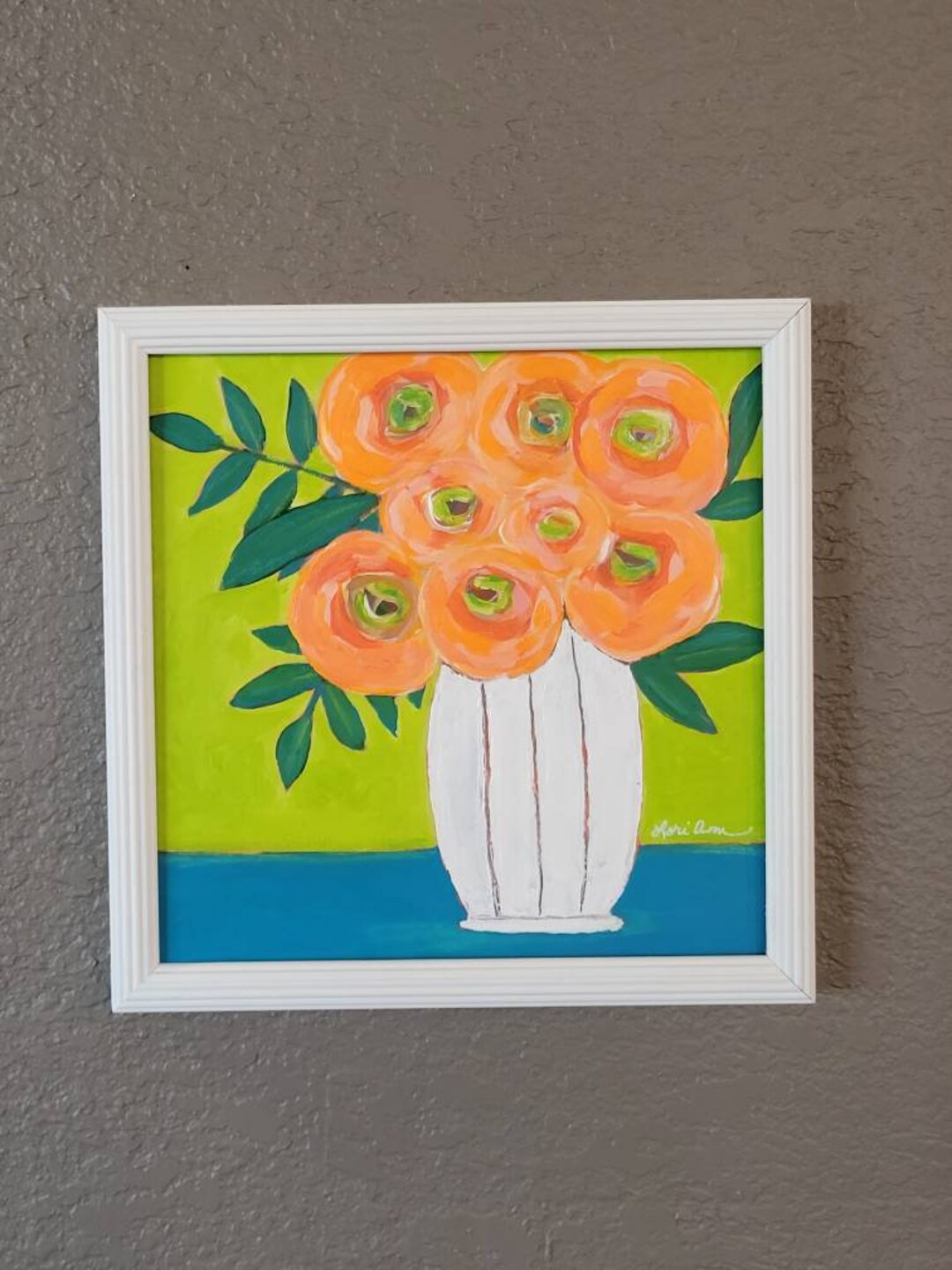 Original Art, Floral Art, Flower Painting, Framed Art, Wall Art, Home ...