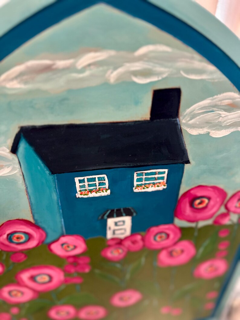 Cottage House, House on a Hill Painting, Cottage Art, Handmade Acrylic ...