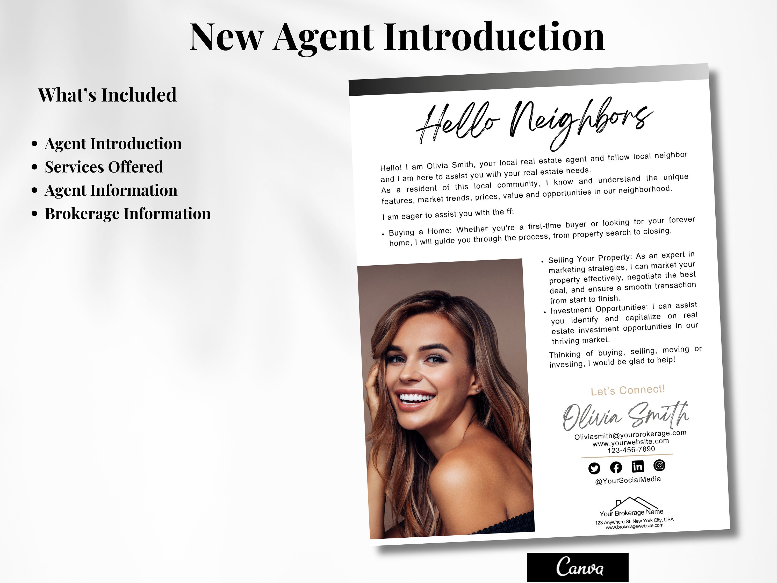 New Agent Introduction Letter, Hello Neighbor Letter, New Agent Flyer ...