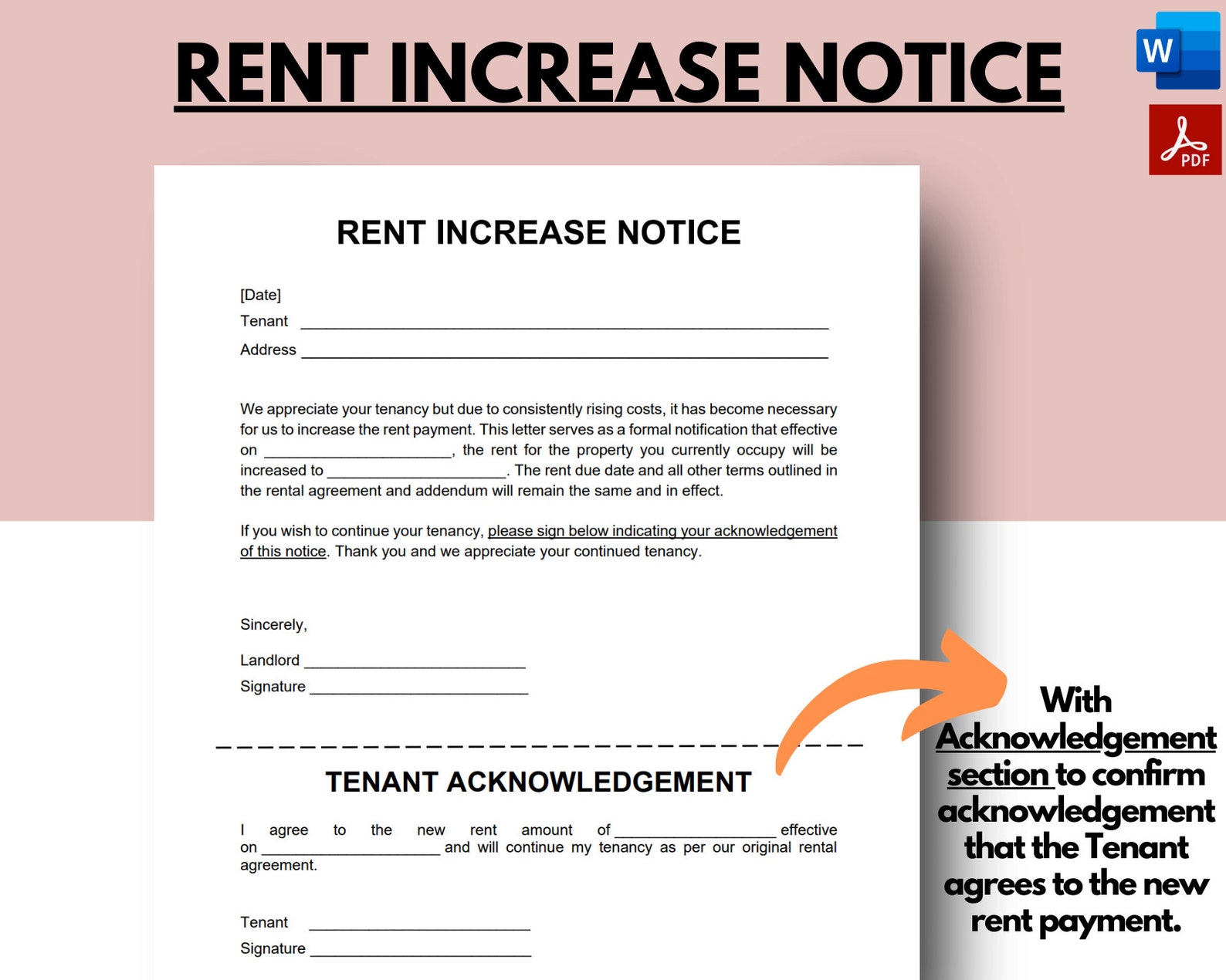 Rent Increase Notice Rent Increase Letter Rent Increase - Etsy