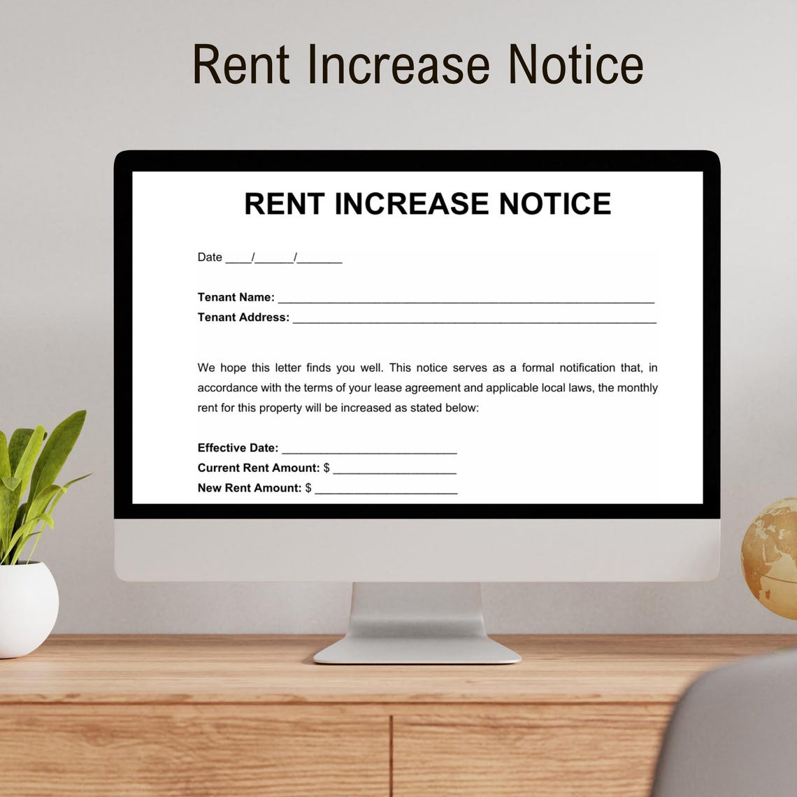 Rent Increase Notice, Rent Increase Letter, Rent Increase Form ...