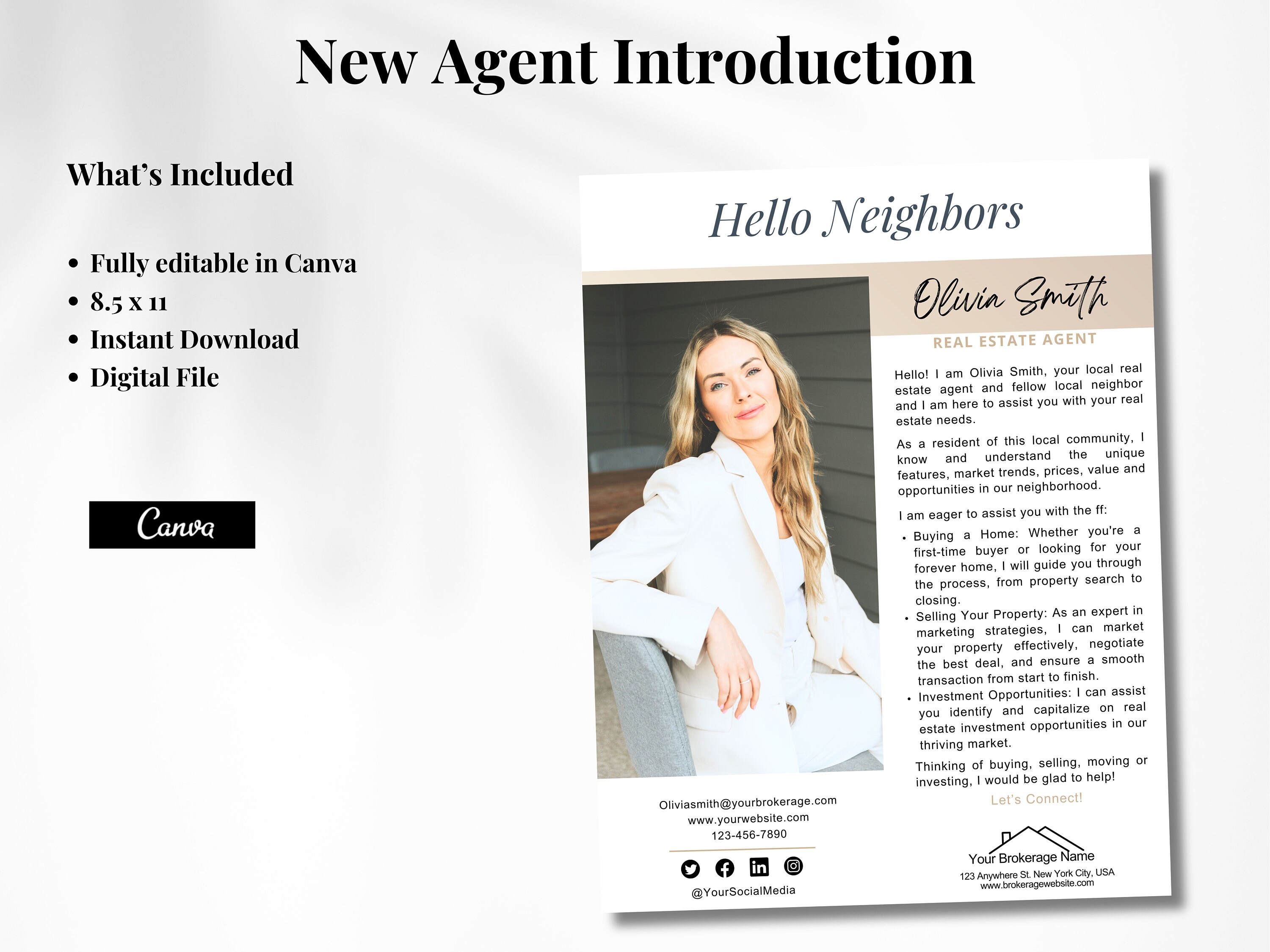 New Agent Introduction Letter, Hello Neighbor Letter, New Agent Flyer ...
