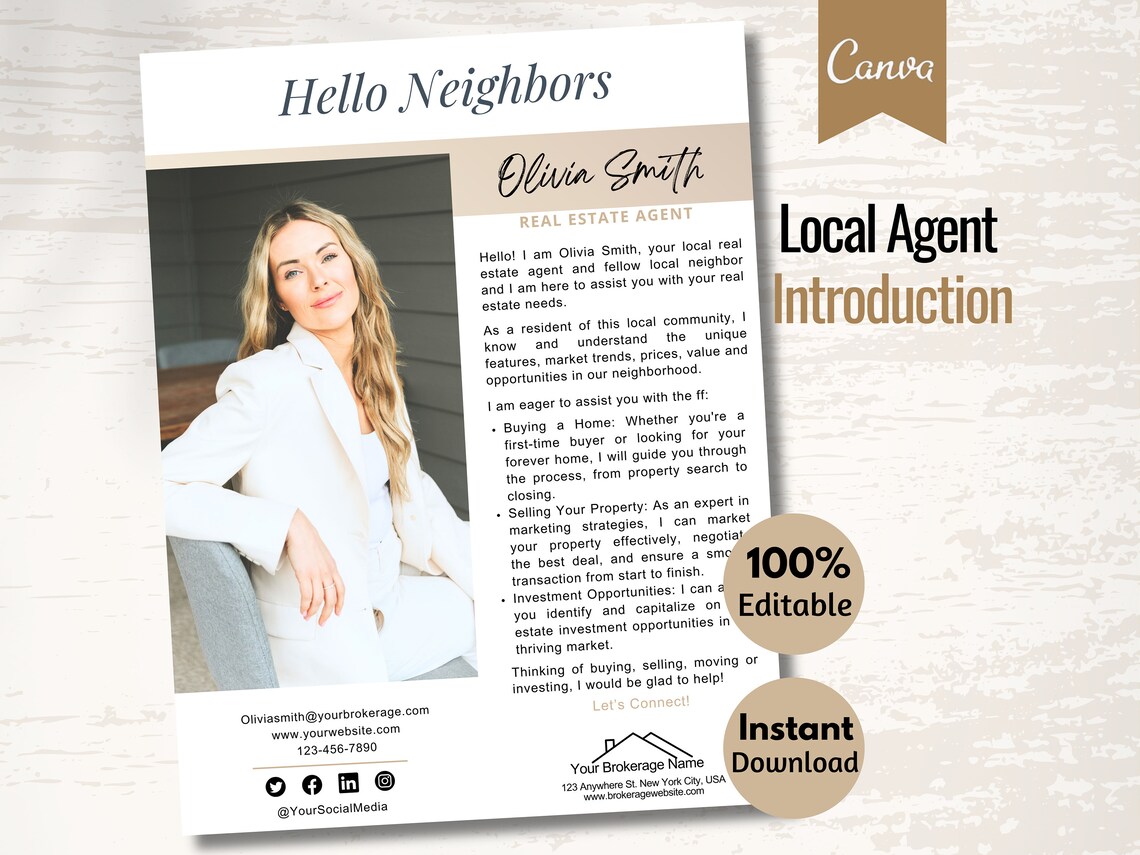 New Agent Introduction Letter, Hello Neighbor Letter, New Agent Flyer ...