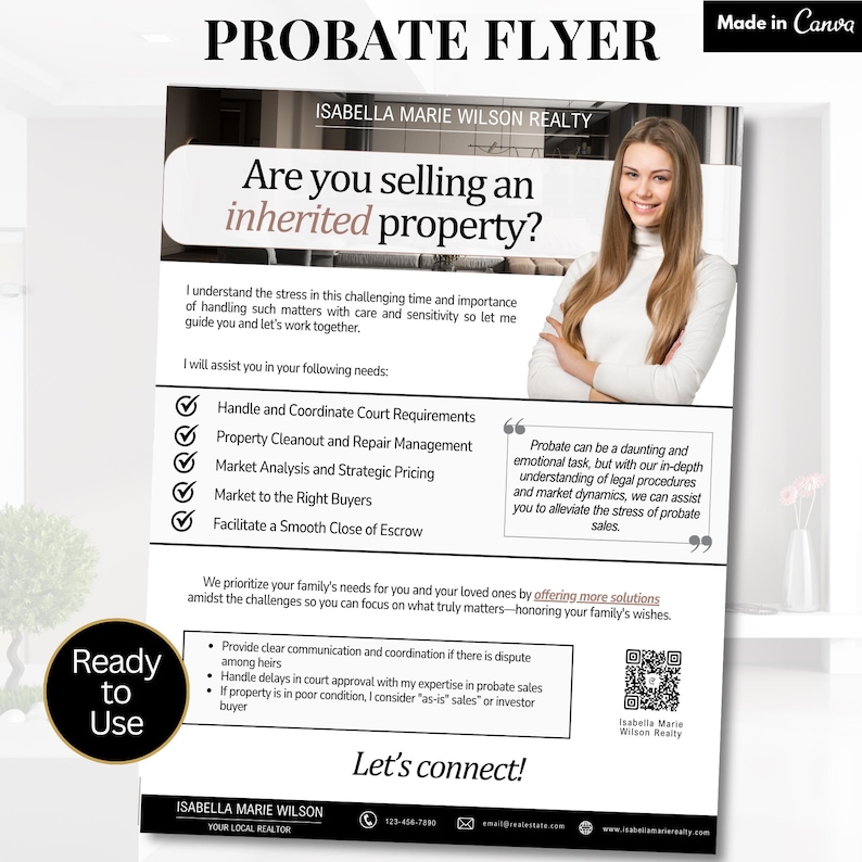 Probate Real Estate Flyer Template, Probate Flyer for Realtors, Probate ...