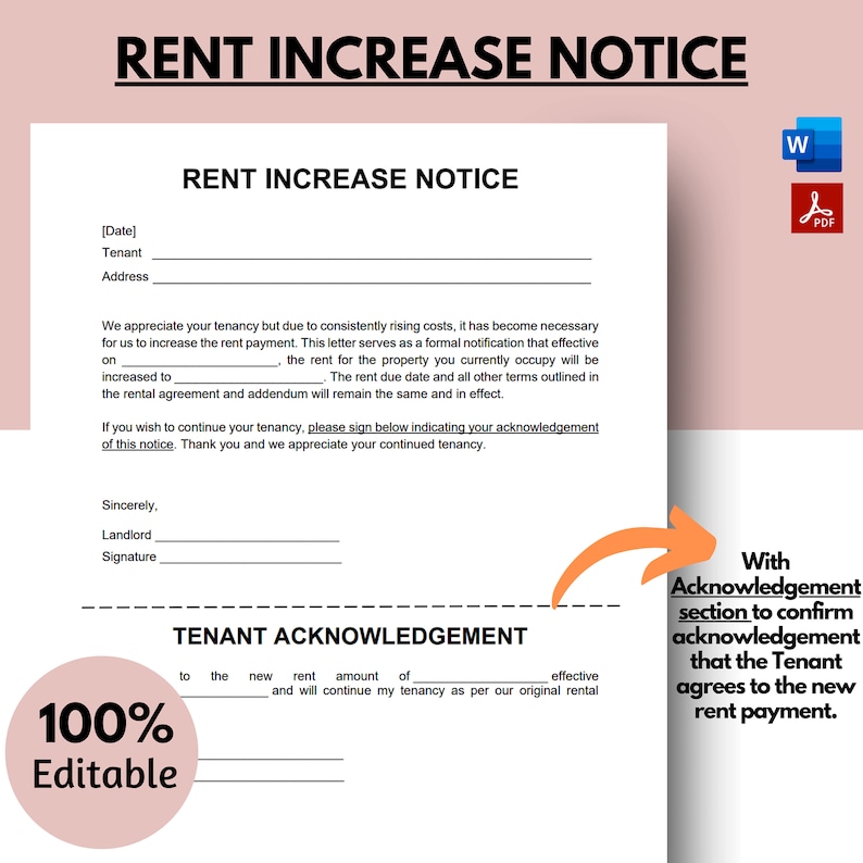 Rent Increase Notice, Rent Increase Letter, Rent Increase Form ...