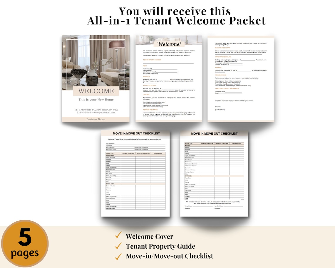 Real Estate Tenant Welcome Package, Tenant Welcome Packet, Tenant ...