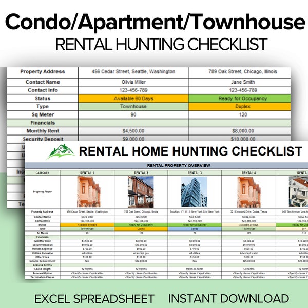 Apartment Checklist Excel - Etsy