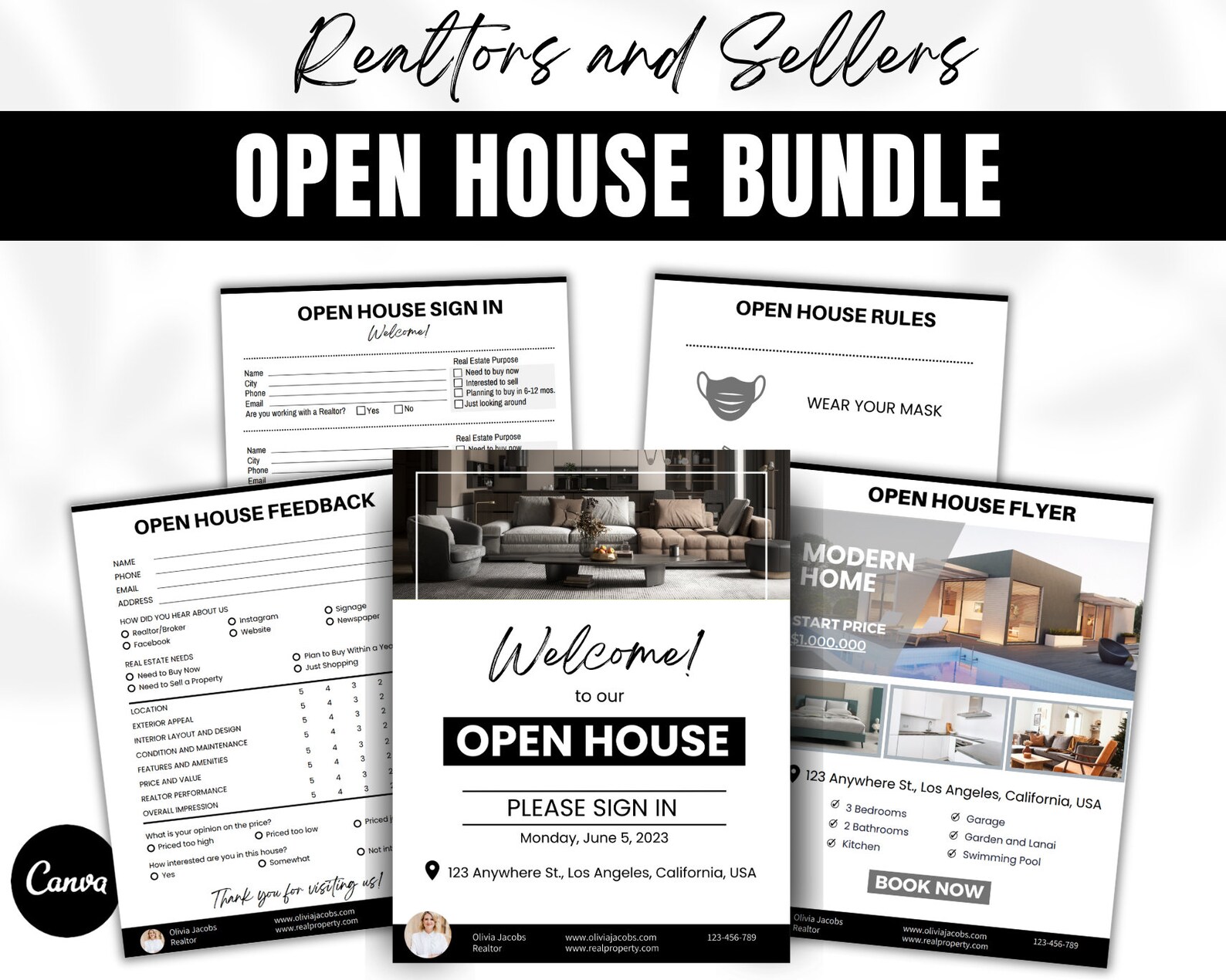 Open House Bundle, Open House Sign in Sheet, Open House Feedback ...