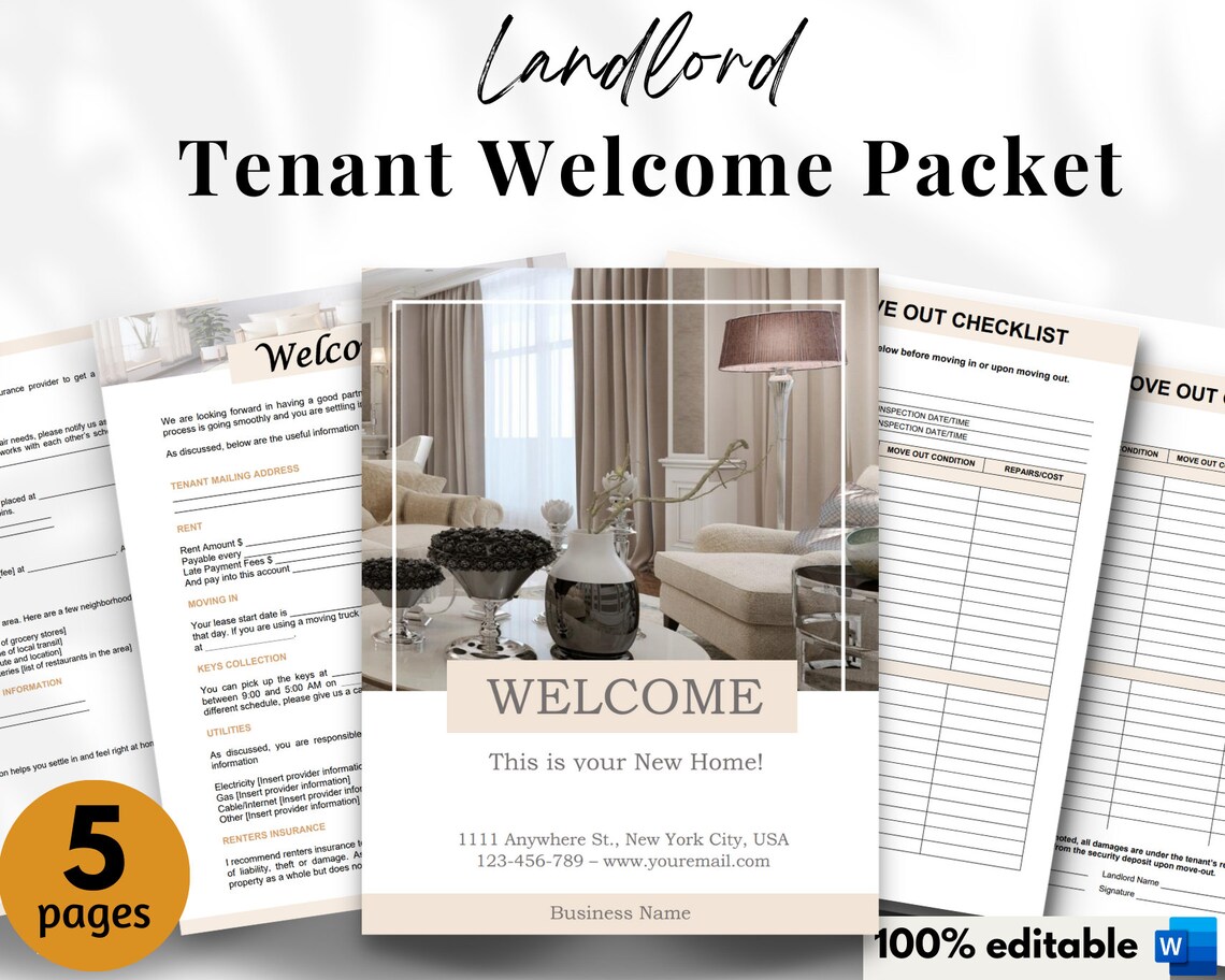 Real Estate Tenant Welcome Package Tenant Welcome Packet - Etsy