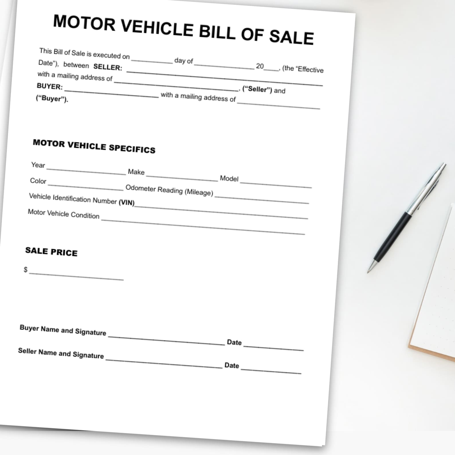 Motor Vehicle Bill Of Sale Vehicle Bill Of Sale Template Bill Of Sale 6822