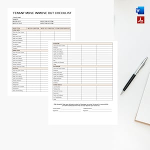 Tenant Move in Move Out Checklist, Landlord Checklist, Walkthrough ...