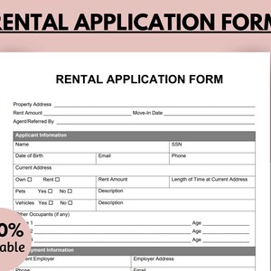 Rental Application Form Landlord Rental Application Tenant - Etsy