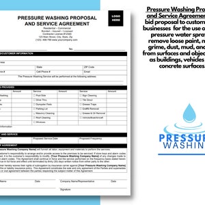 Pressure Washing Proposal & Service Agreement Pressure - Etsy
