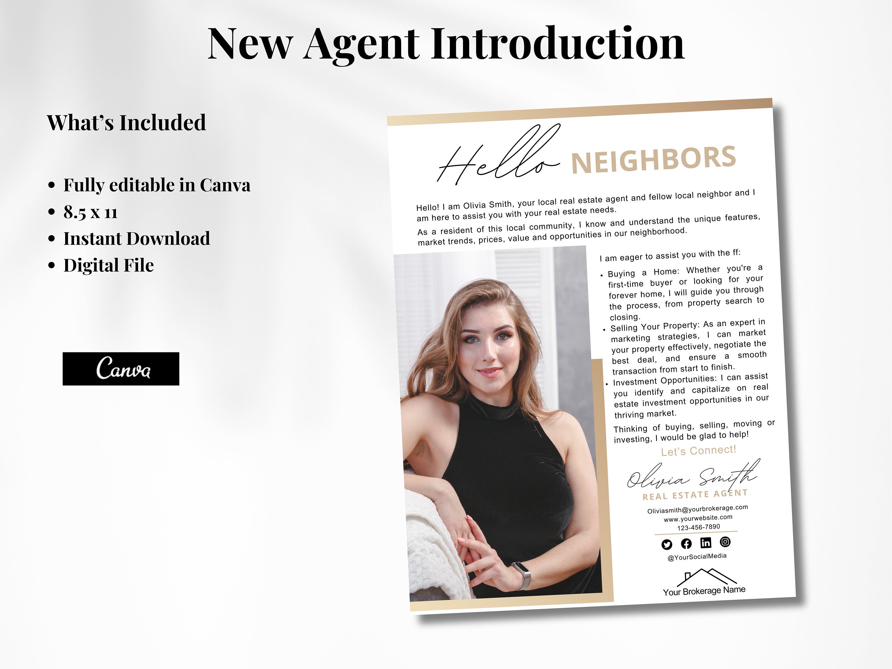 New Agent Introduction Letter, Hello Neighbor Letter, New Agent Flyer ...