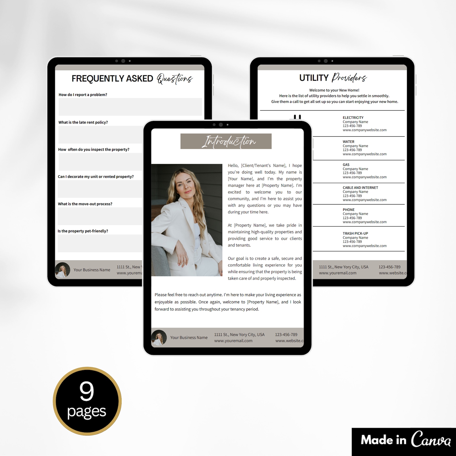 Real Estate Tenant Welcome Package, Tenant Welcome Packet, Tenant ...