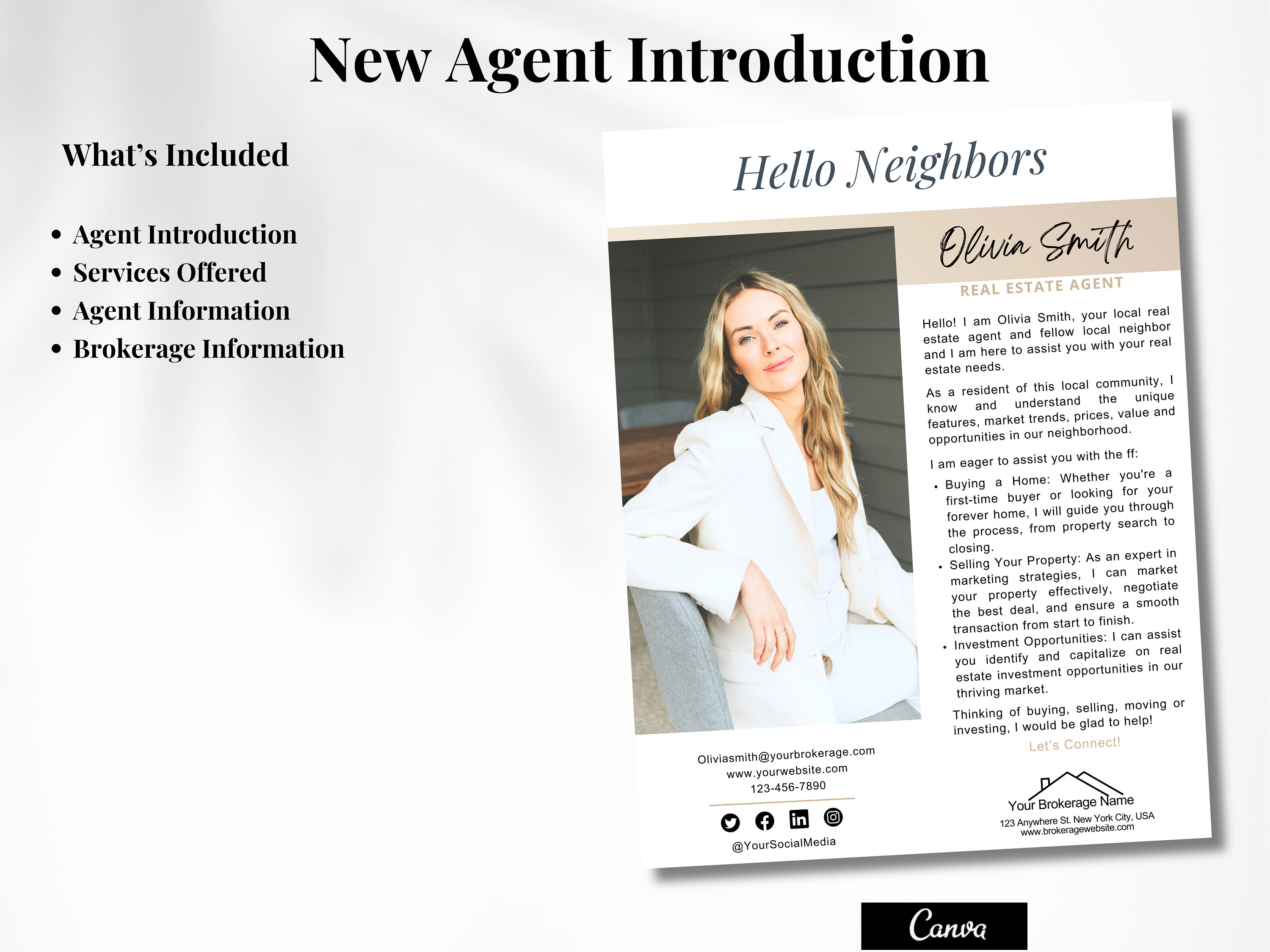 New Agent Introduction Letter, Hello Neighbor Letter, New Agent Flyer ...