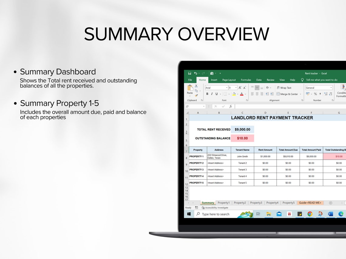Rent Payment Tracker, Landlord Spreadsheet, Rent Payment Ledger ...